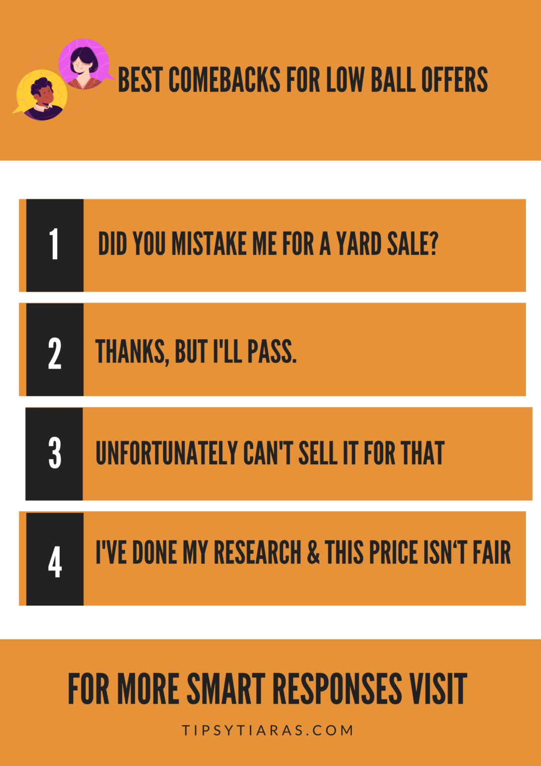 25 Funny Responses & Comebacks For Low Ball Offers